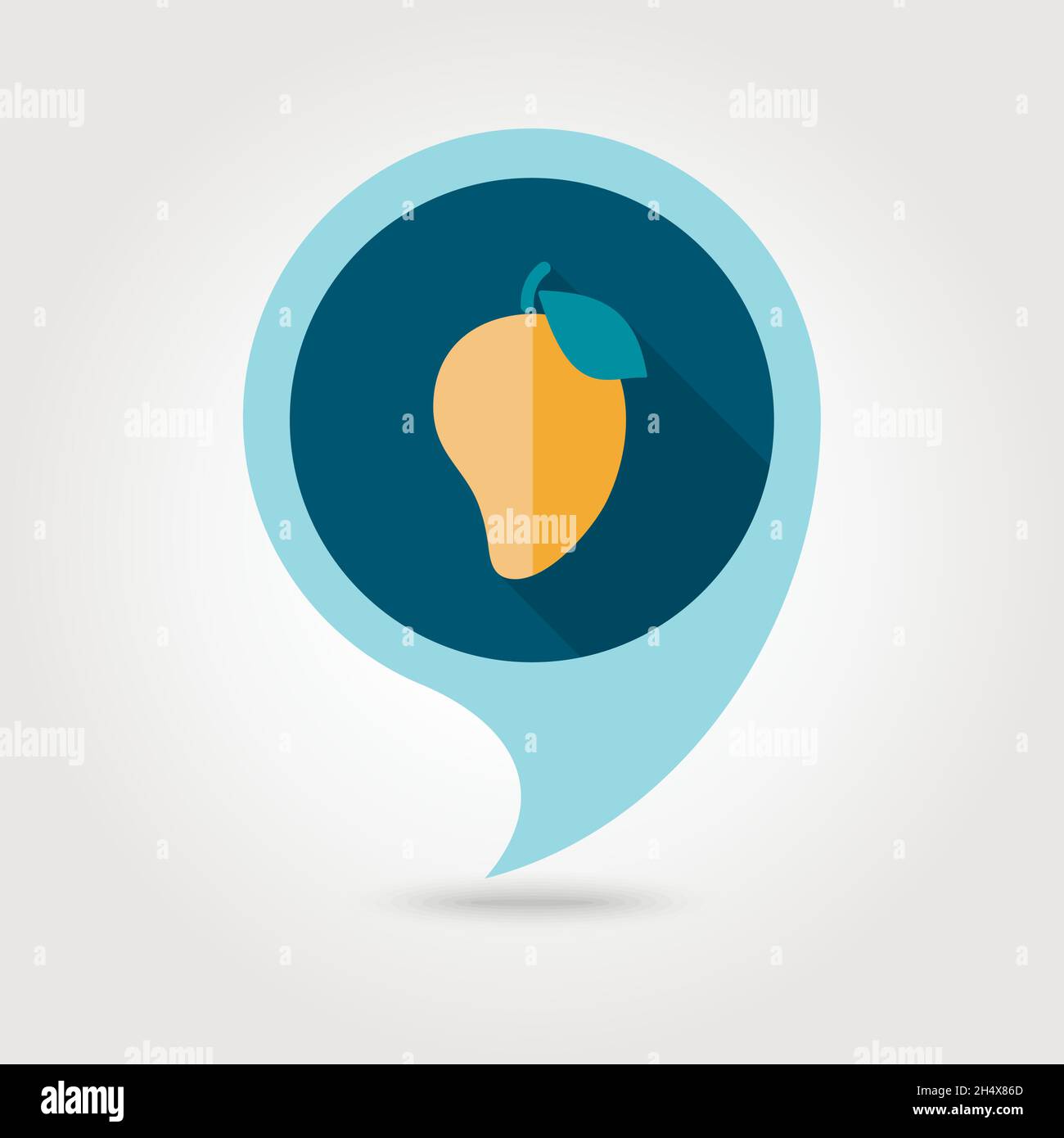 Mango flat vector pin map icon. Map pointer. Map markers. Tropical ...