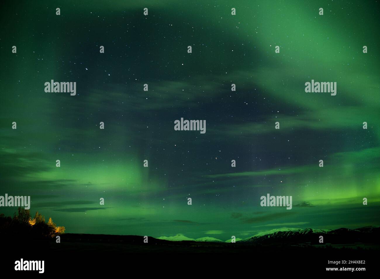 Northern Lights display outside Akureyri, Iceland Stock Photo - Alamy