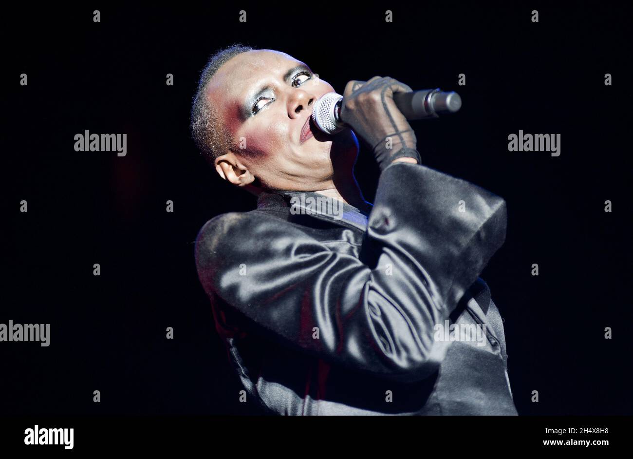 Grace Jones live in concert on day 3 of the Lovebox Festival 2012 at ...