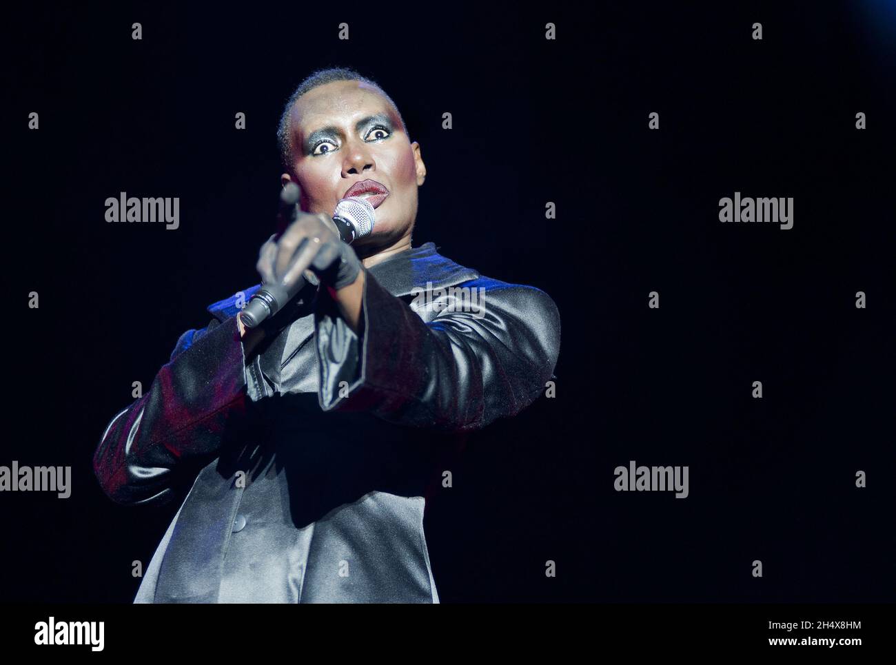 Grace Jones live in concert on day 3 of the Lovebox Festival 2012 at ...