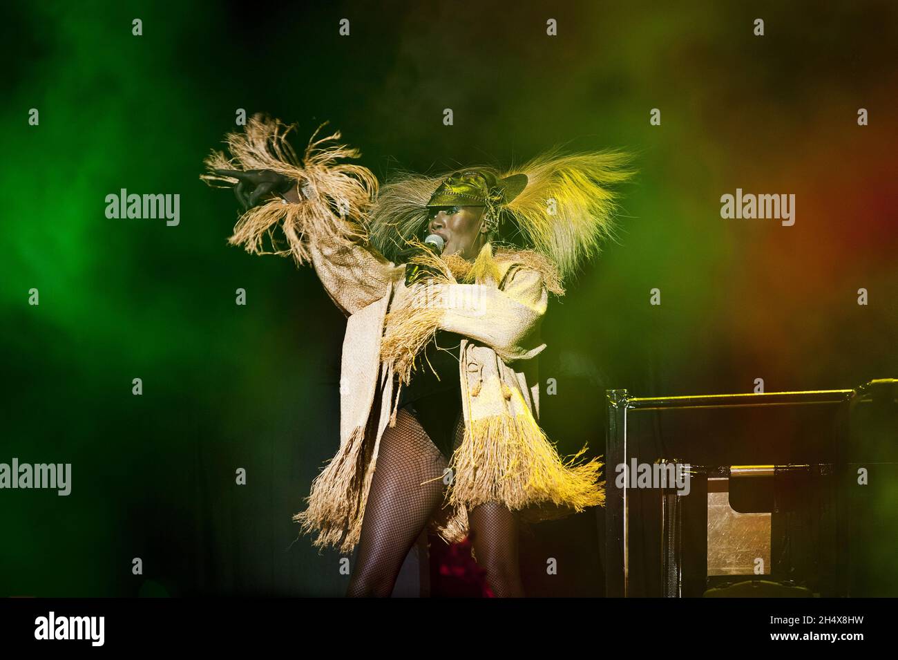 Grace Jones live in concert on day 3 of the Lovebox Festival 2012 at ...