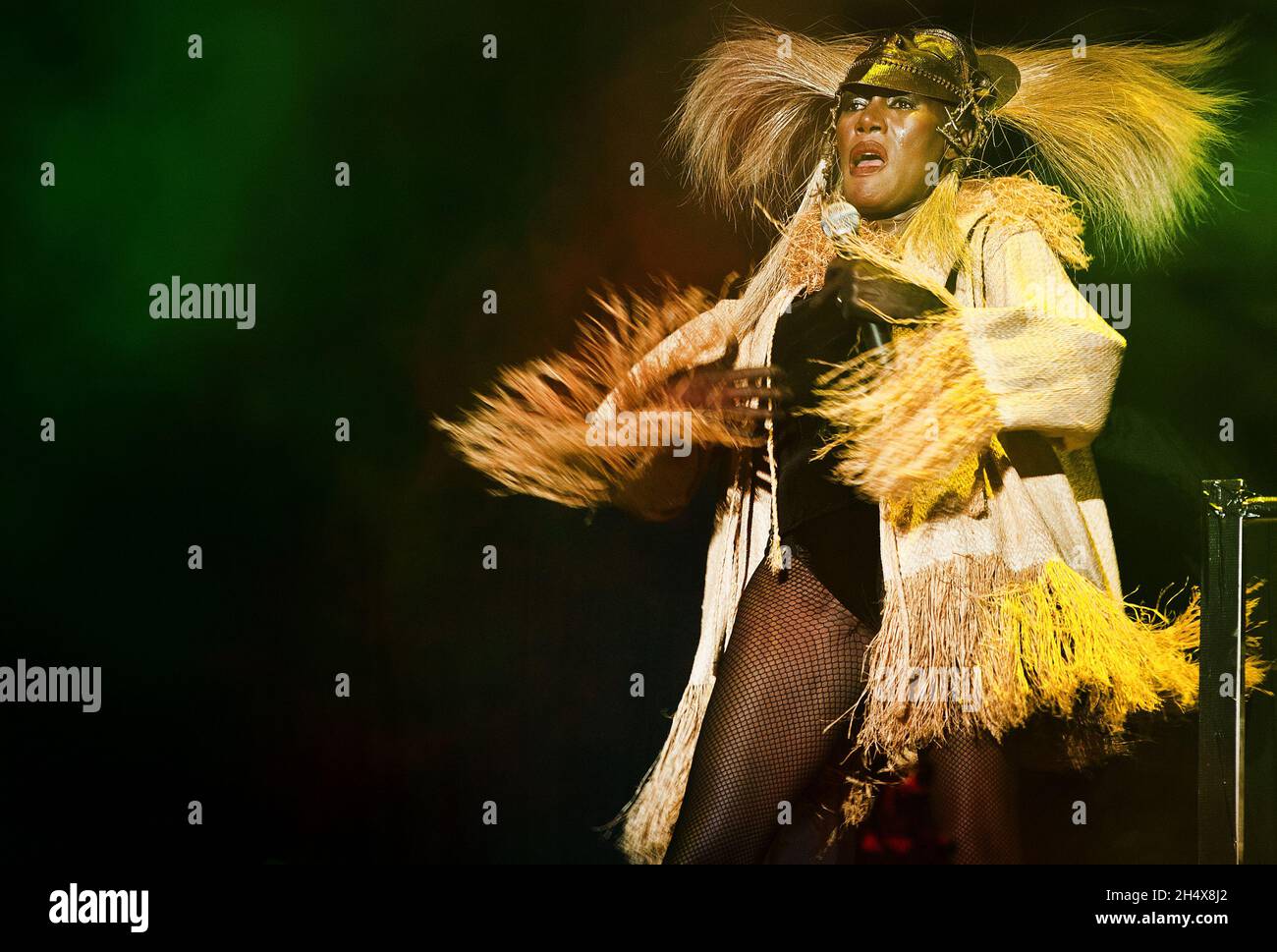 Grace Jones live in concert on day 3 of the Lovebox Festival 2012 at ...