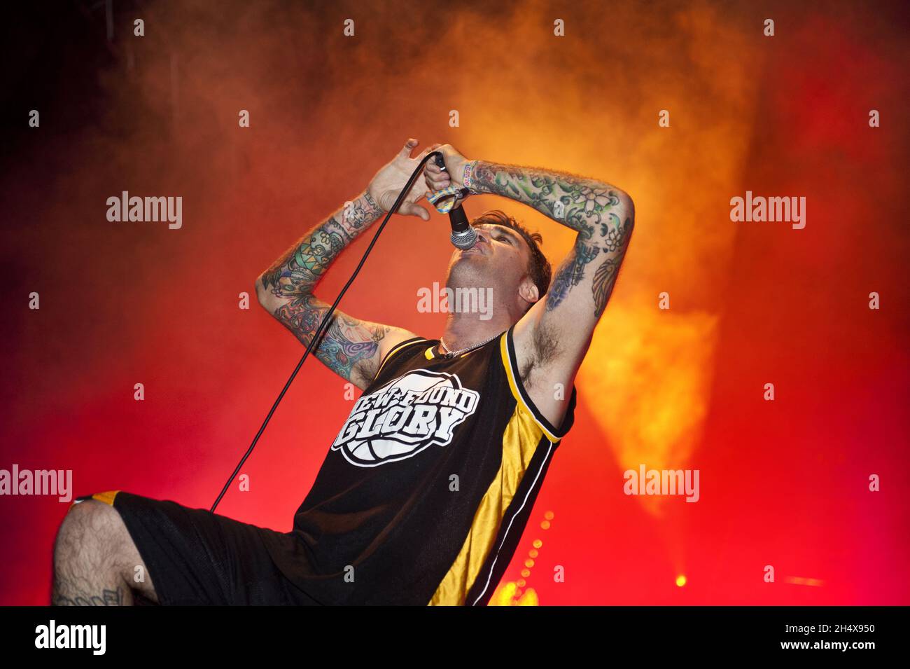 Jordan Pundik of New Found Glory performing on stage during Vans Warped ...