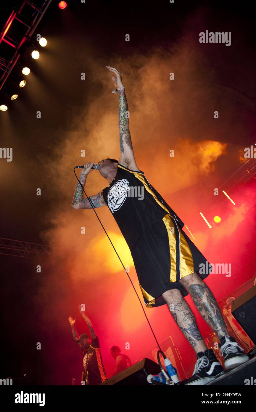 Jordan Pundik of New Found Glory performing on stage during Vans Warped ...
