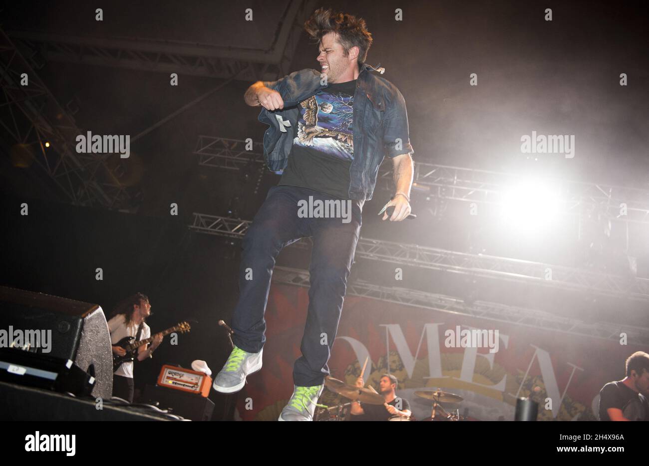 Sean Foreman of 3OH!3 performing on stage during Vans Warped Tour at ...