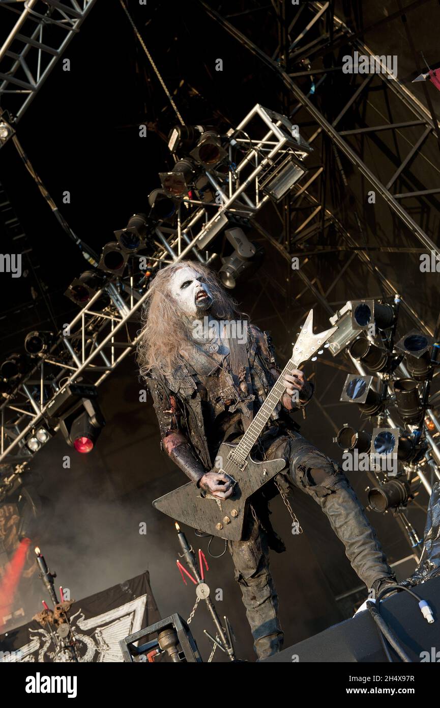 Pelle Forsberg of Watain live in concert at Bloodstock Festival, at ...