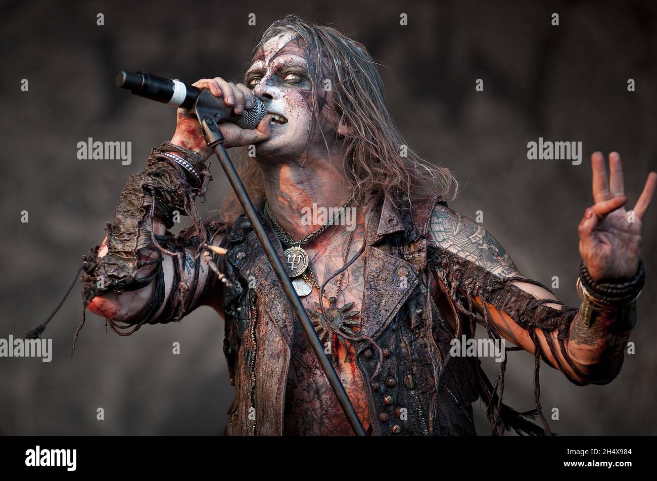 Erik Danielsson of Watain at day 1 of the Bloodstock Open Air Festival in Walton-on-Trent in ...