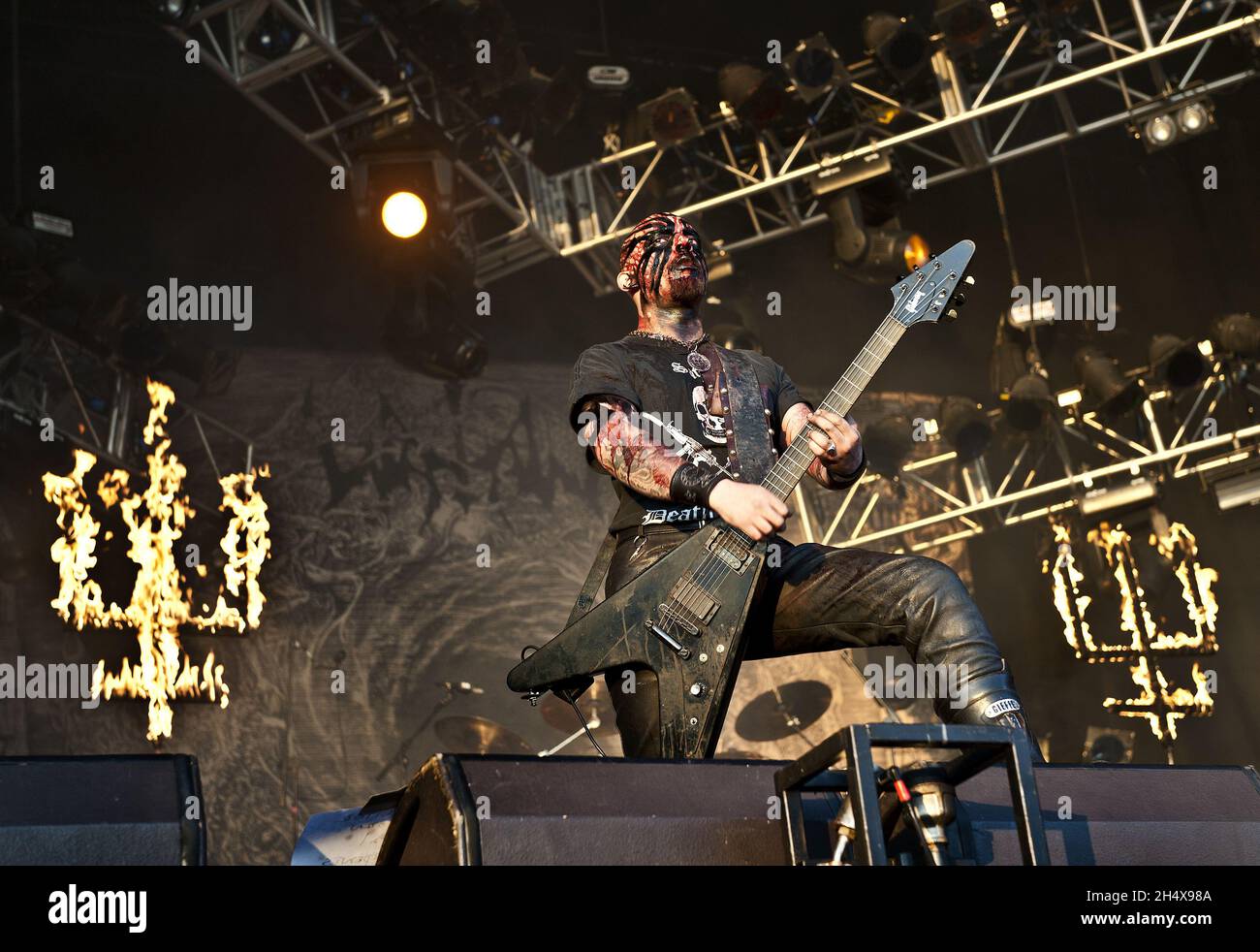 Set Teitan of Watain live in concert at Bloodstock Festival, at Catton ...