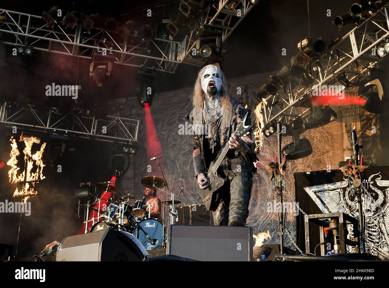 Pelle Forsberg of Watain live in concert at Bloodstock Festival, at ...