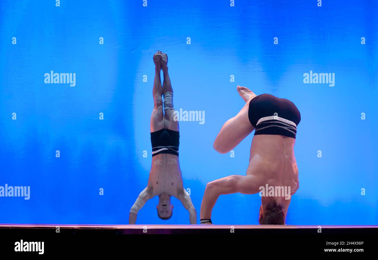 Memebers of Australian dance/acrobatic company Circa performing during ...