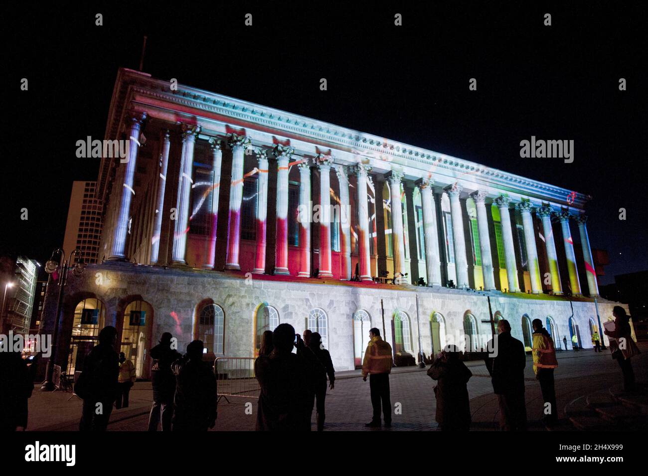 3D projections on Town Hall, Birmingham created by seeper during Wings ...