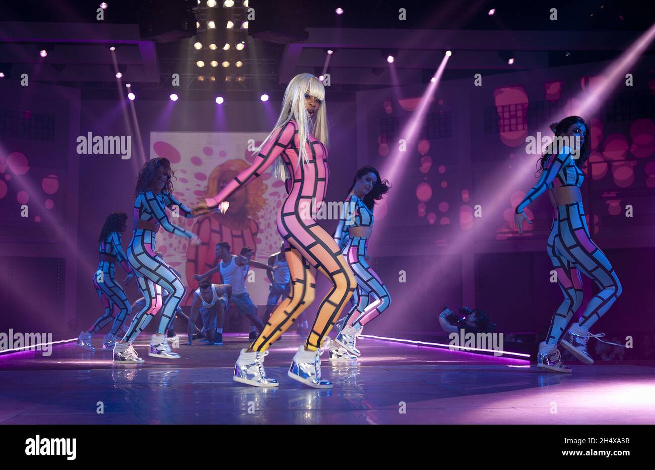 Dancers perform on the catwalk in the Suzuki Fashion Theatre during The ...