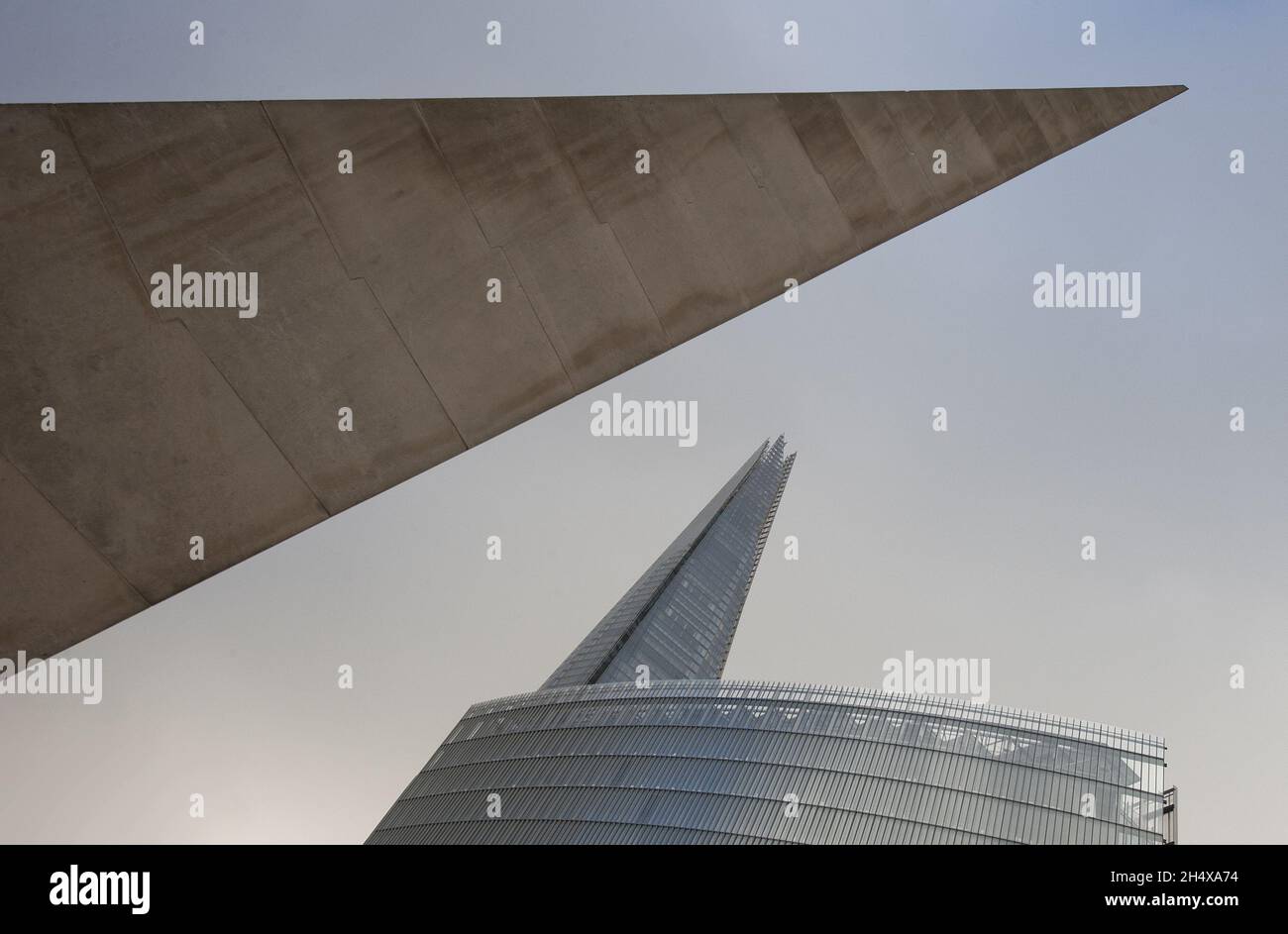 Two spires competing, The Shard in the background, London Stock Photo ...