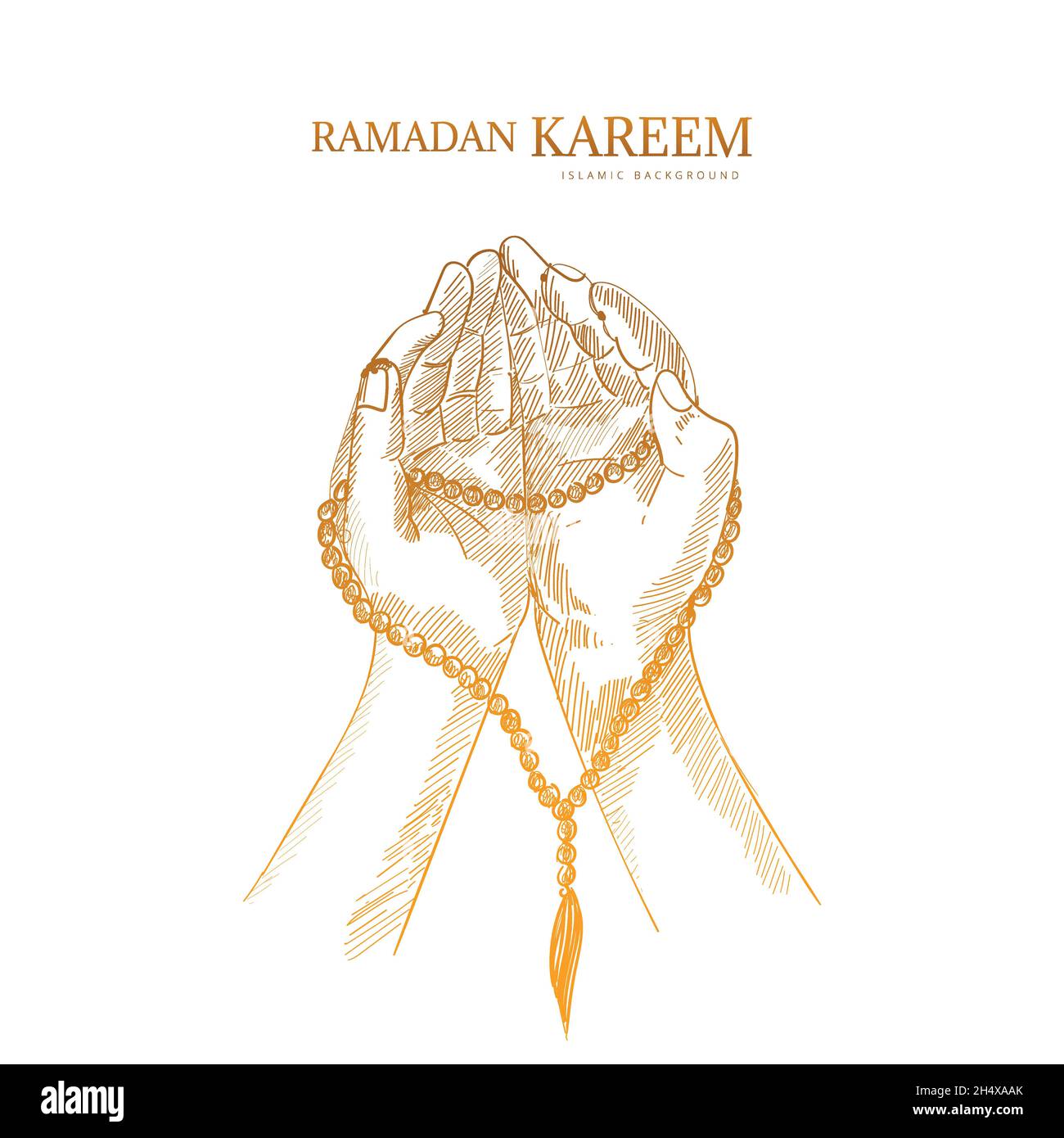 Ramadan kareem greeting card hand draw sketch background Stock Vector ...