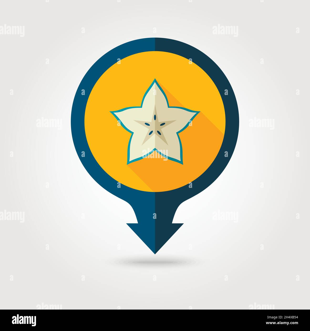 Starfruit Carambola Carom flat vector pin map icon. Map pointer. Map ...