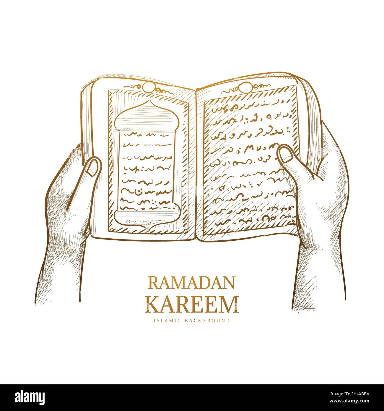 Hand drawn sketch the holy book of the Koran background Stock Vector ...
