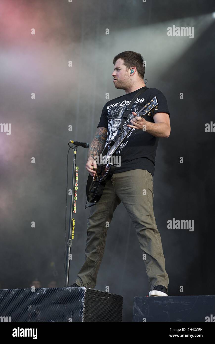 Neil Westfall of A Day To Remember performing live at Download Festival ...