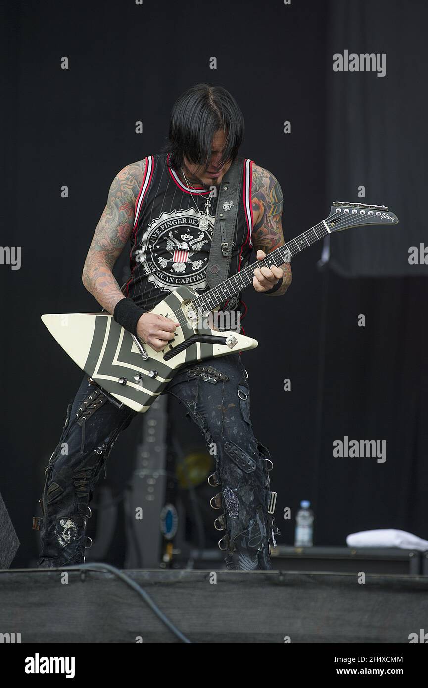 Jason Hook of Five Finger Death Punch in concert during Download ...