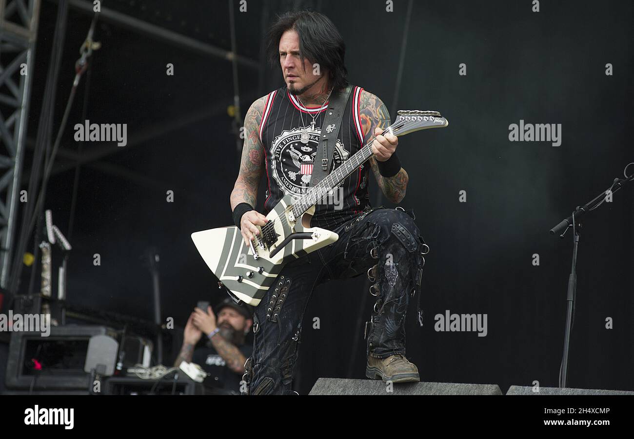 Jason Hook of Five Finger Death Punch in concert during Download ...