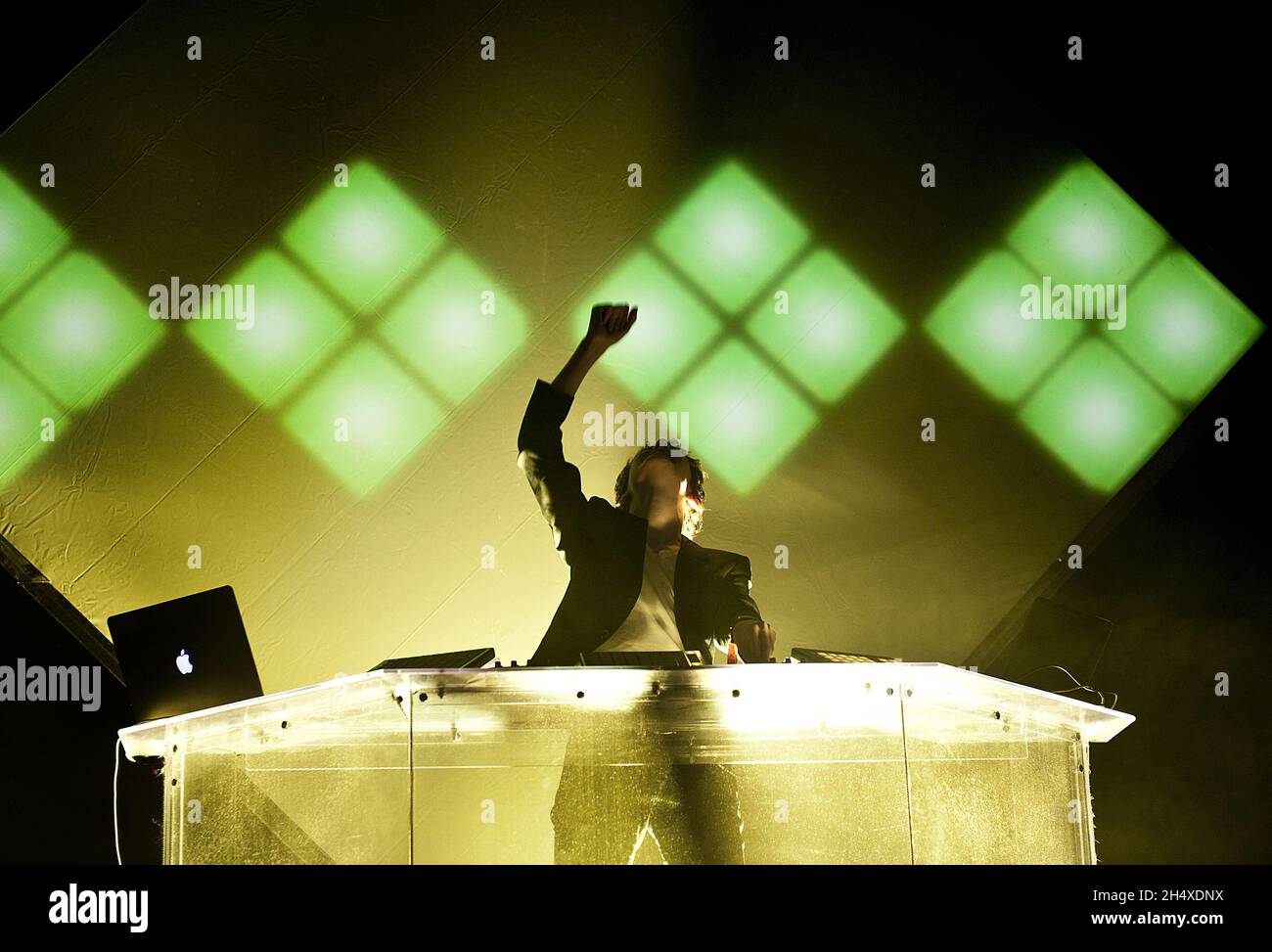 Madeon performs on stage on Day 2 of Global Gathering 2013 at Long ...