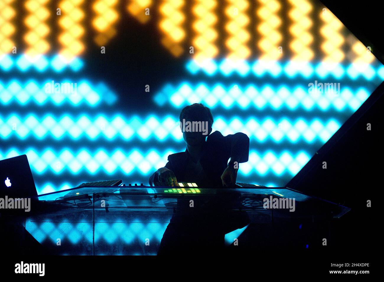 Madeon performs on stage on Day 2 of Global Gathering 2013 at Long ...