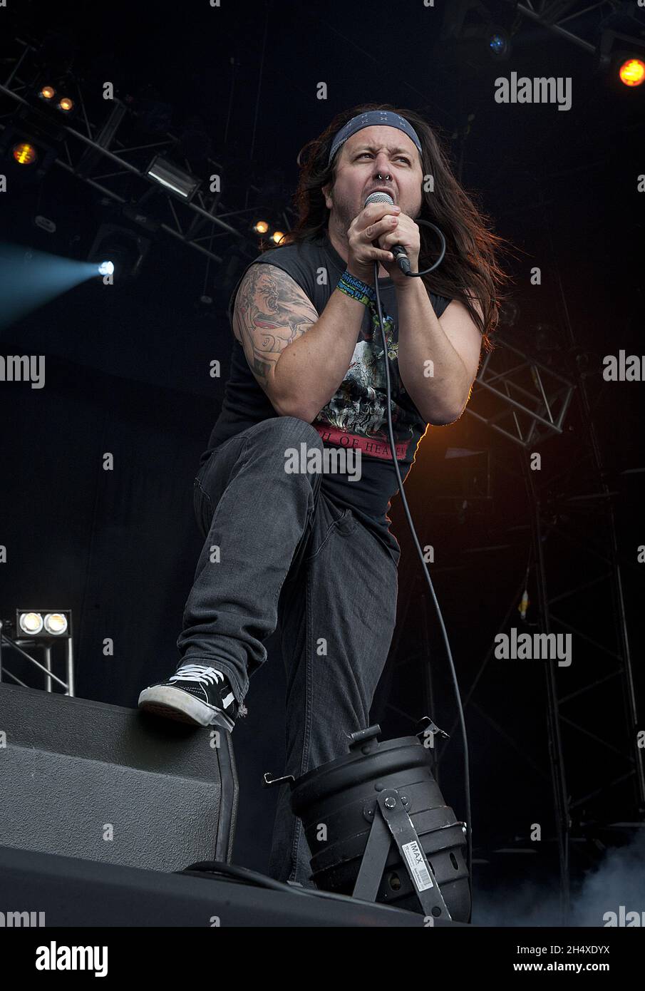 Tony Foresta of Municipal Waste performs on stage on Day 1 at ...