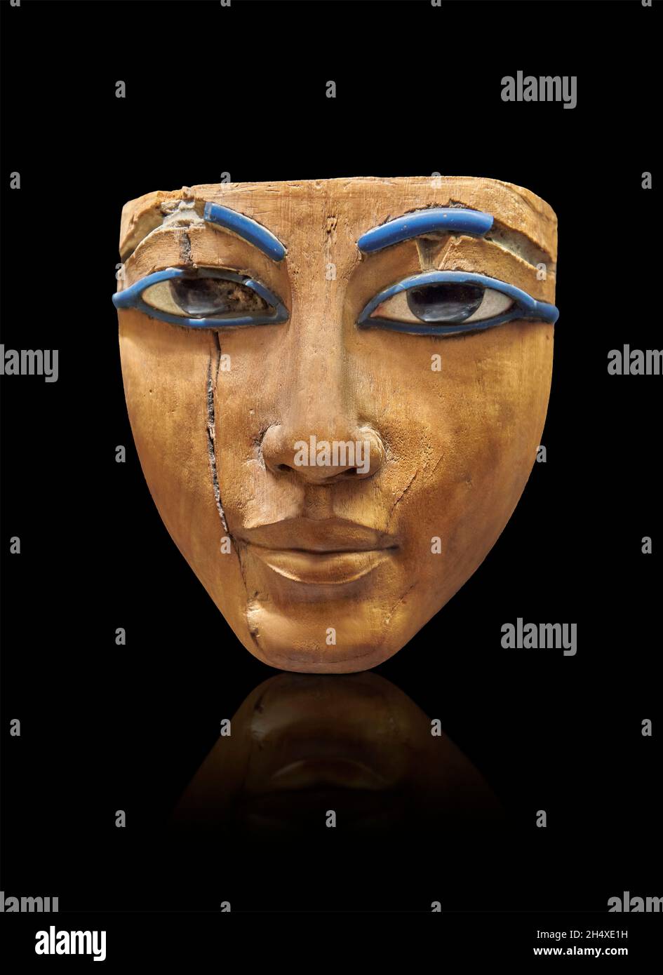 Ancient Egyptian coffin lid fragment of a face, 1550-1069 BC, New ...