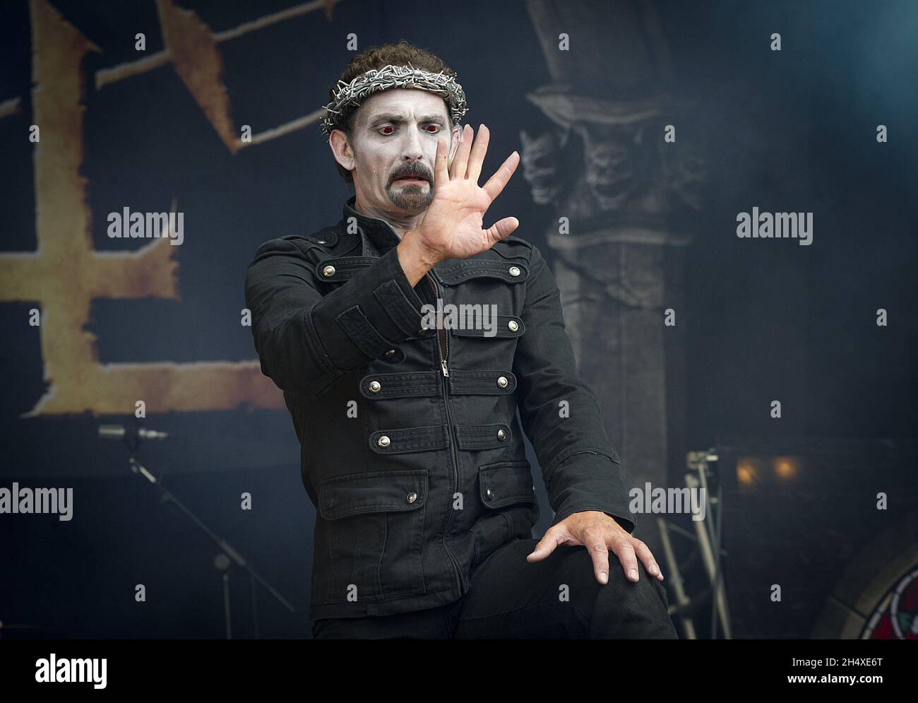 David Bower of Hell performs on stage on Day 2 at Bloodstock Open Air ...
