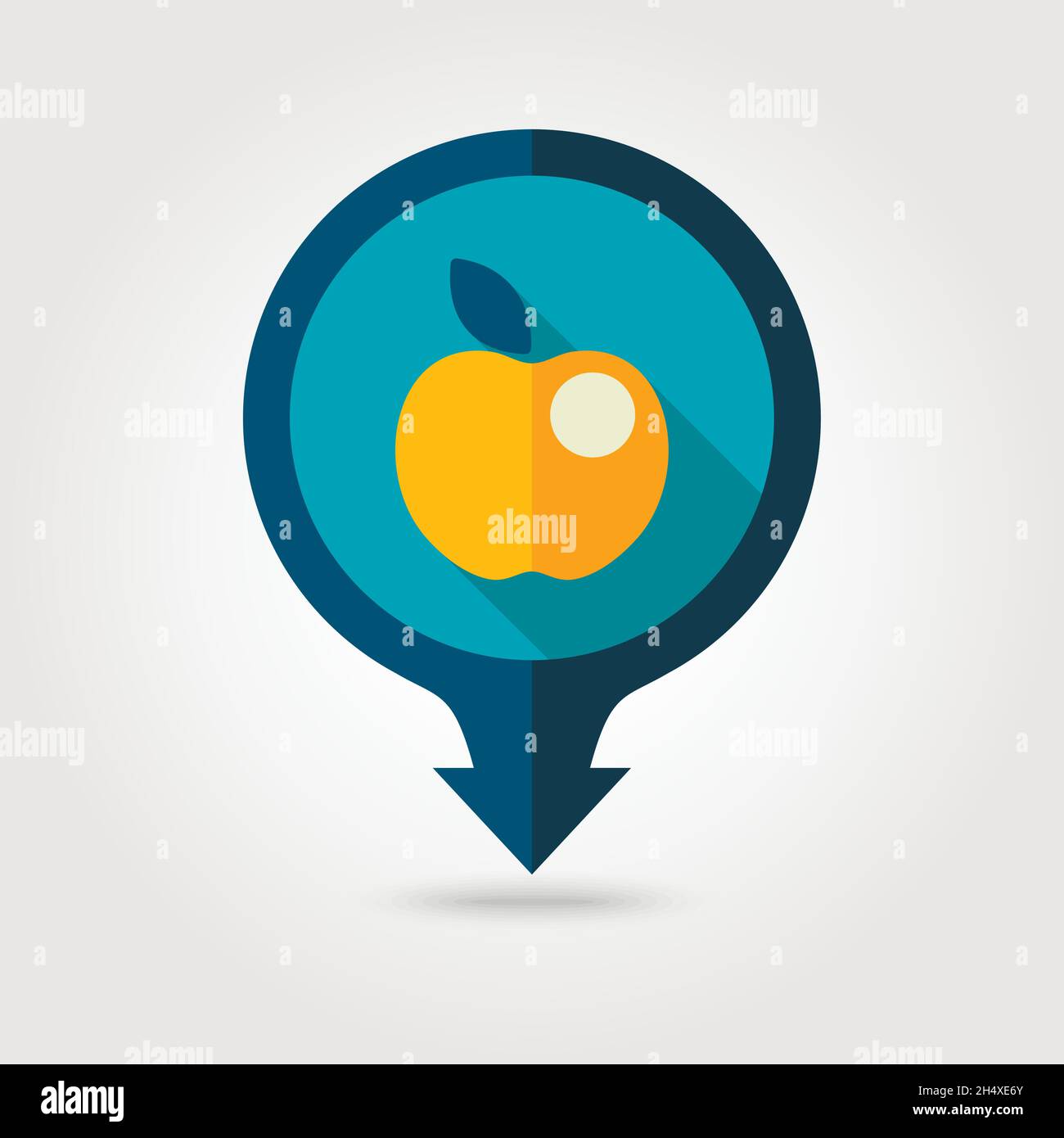 Apple flat vector pin map icon. Map pointer. Map markers. Fruit. Vector ...