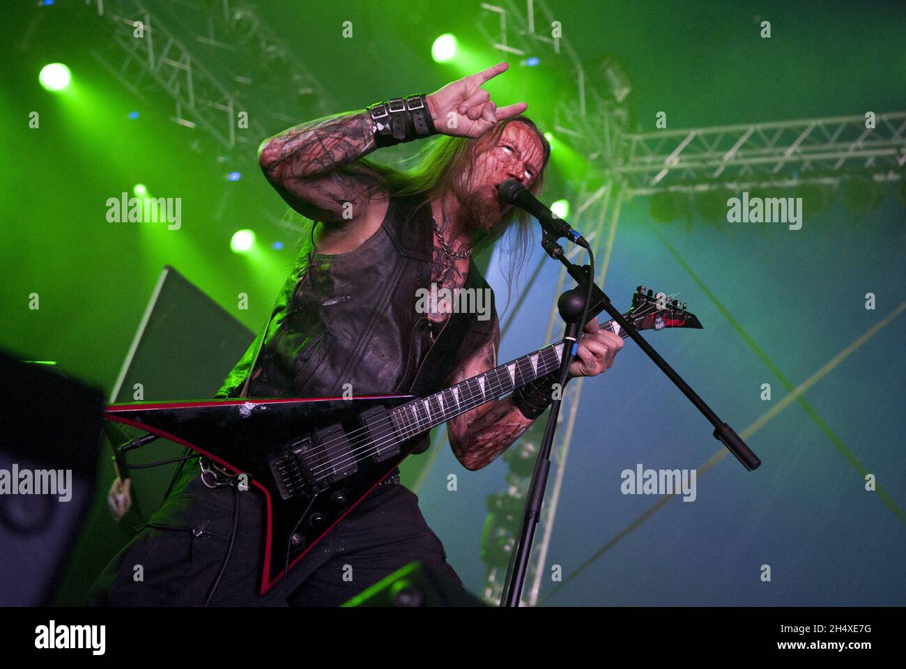 Helmuth of Belphegor performs on stage on Day 3 at Bloodstock Open Air ...
