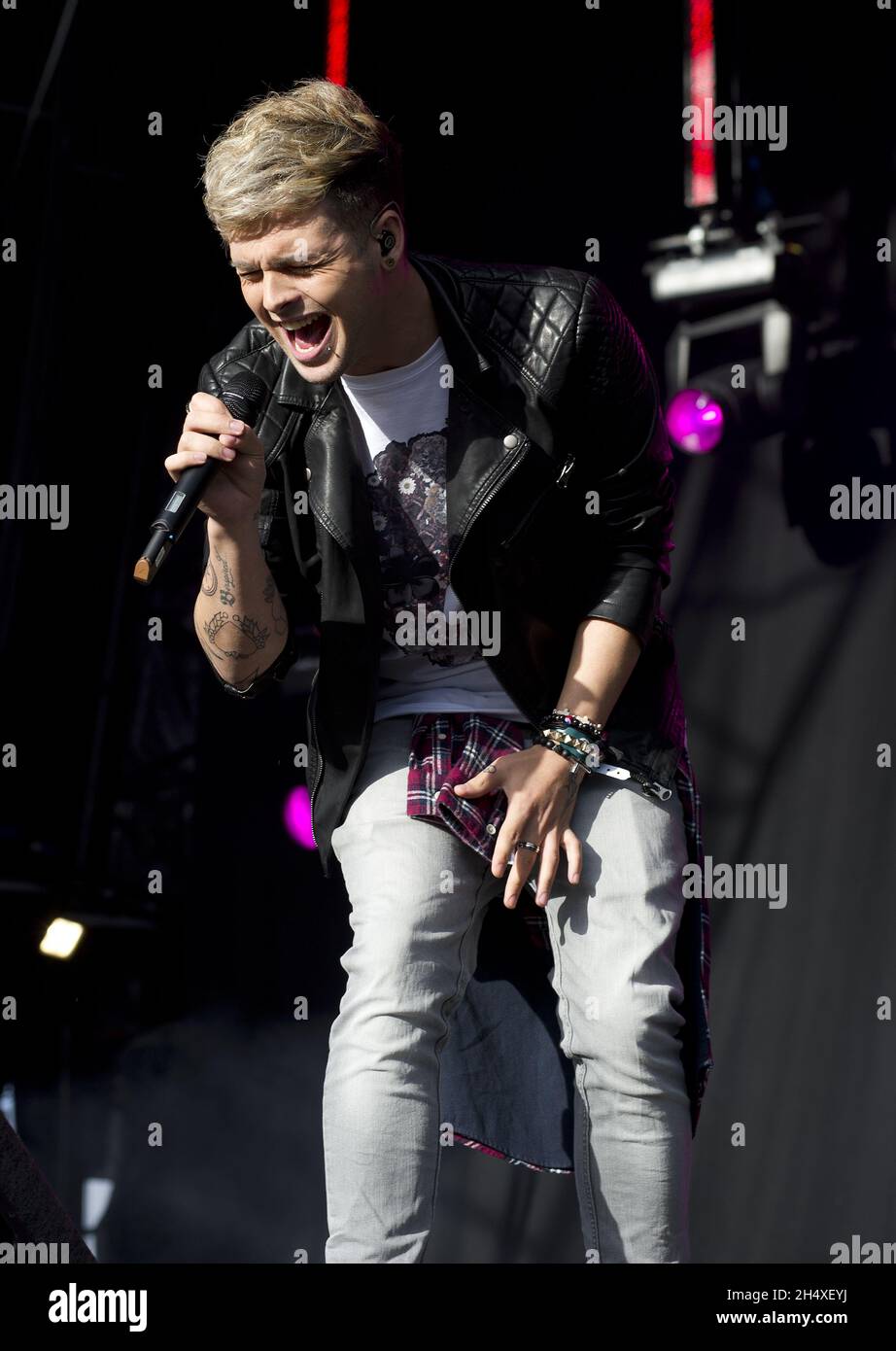 Jami Hensley of Union J on stage on day 1 of the Fusion Festival on ...