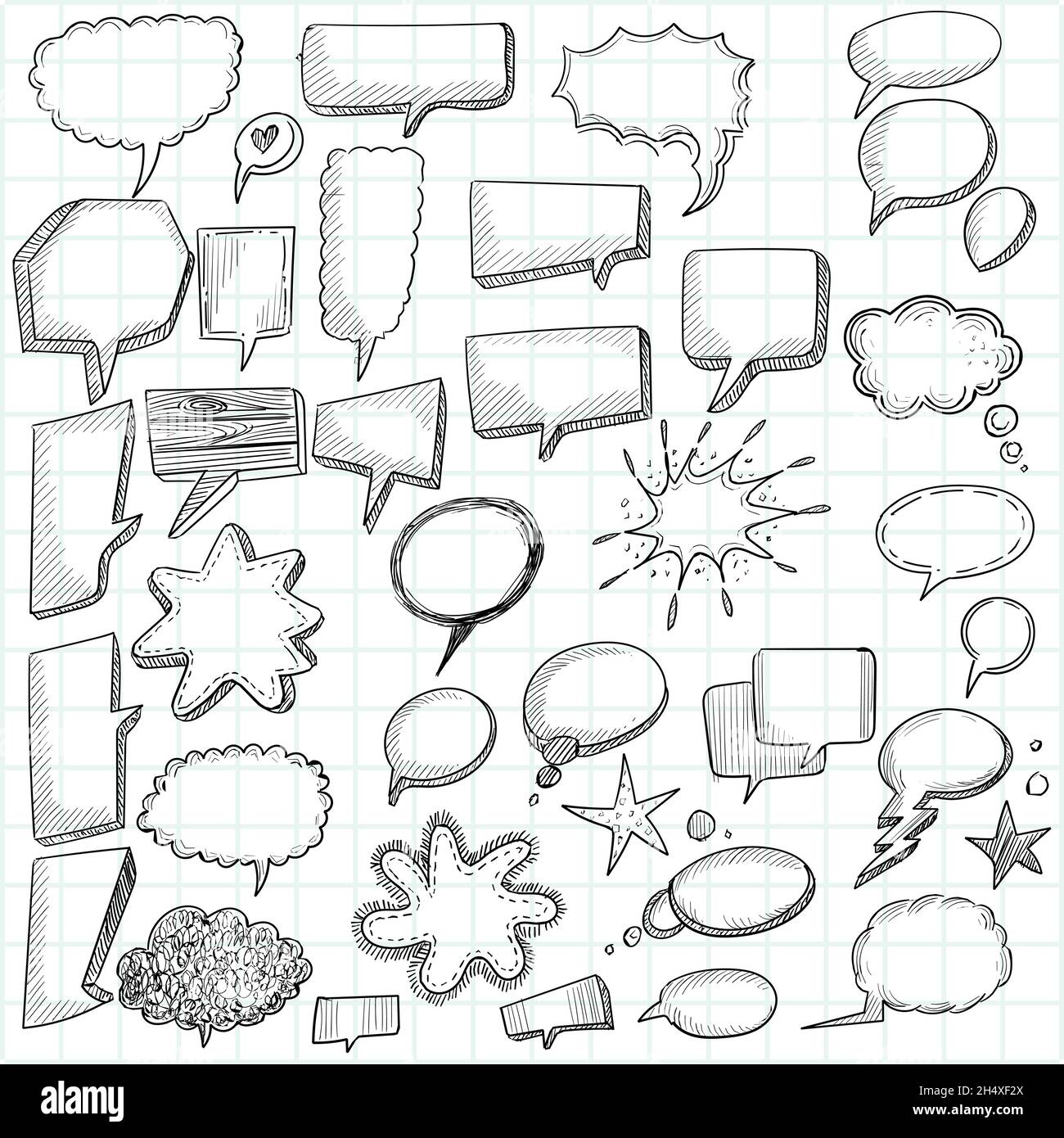 Hand draw doodle blank speech chat bubbles sketch Stock Vector Image ...