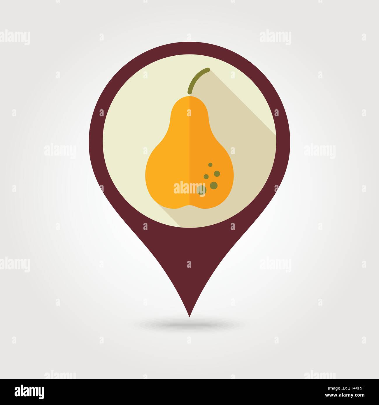 Pear flat vector pin map icon. Map pointer. Map markers. Fruit. Vector ...