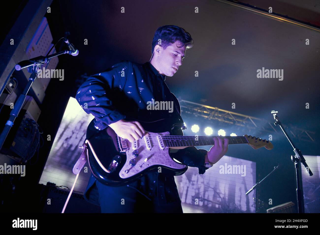Dan Rothman of London Grammar performing live on stage at the 02 ...
