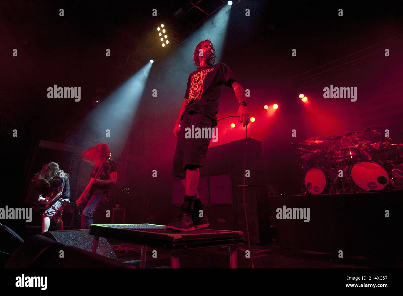 Randy Blythe of Lamb Of God performing live on stage at the 02 Academy ...