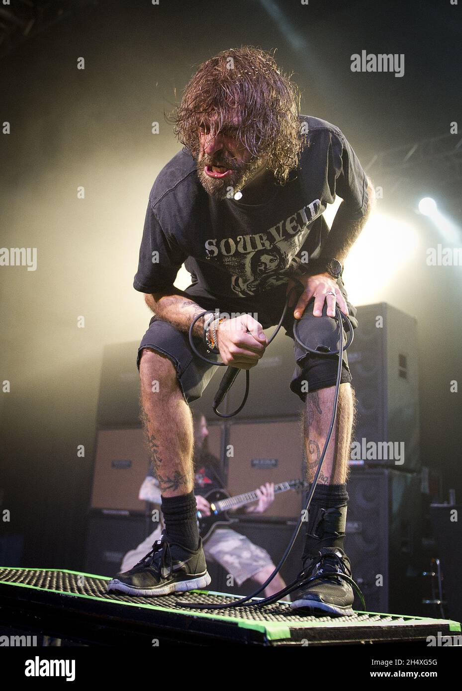 Randy Blythe of Lamb Of God performing live on stage at the 02 Academy ...