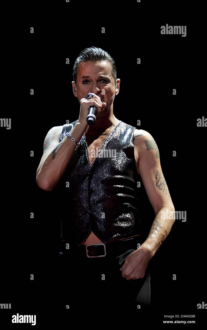 Dave Gahan of Depeche Mode performing live on stage at the LG Arena ...