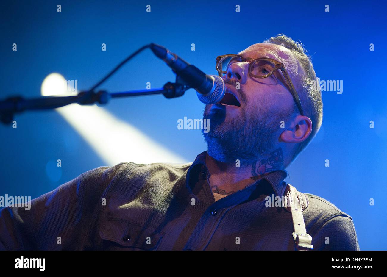Dallas Green of City And Colour performing on stage at the 02 Academy ...