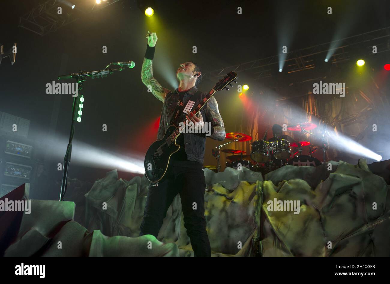 Matt Heafy of Trivium performing live on stage on 7th February 2014 at ...
