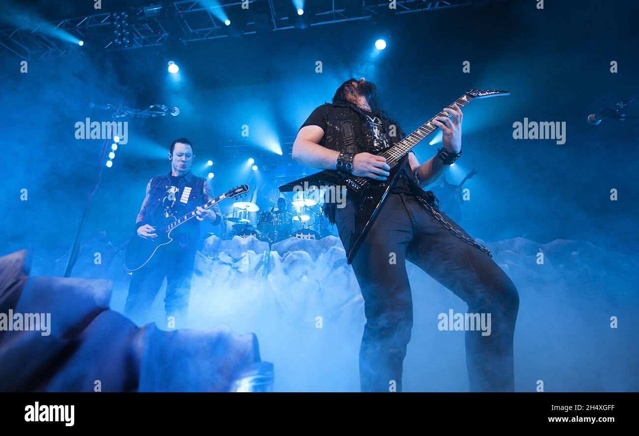 Matt Heafy and Corey Beaulieu of Trivium performing live on stage on ...