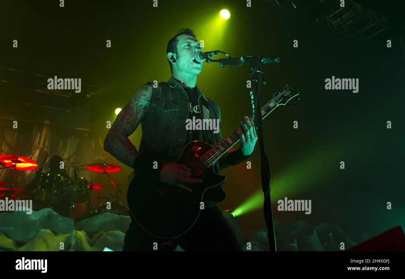 Matt Heafy of Trivium performing live on stage on 7th February 2014 at ...