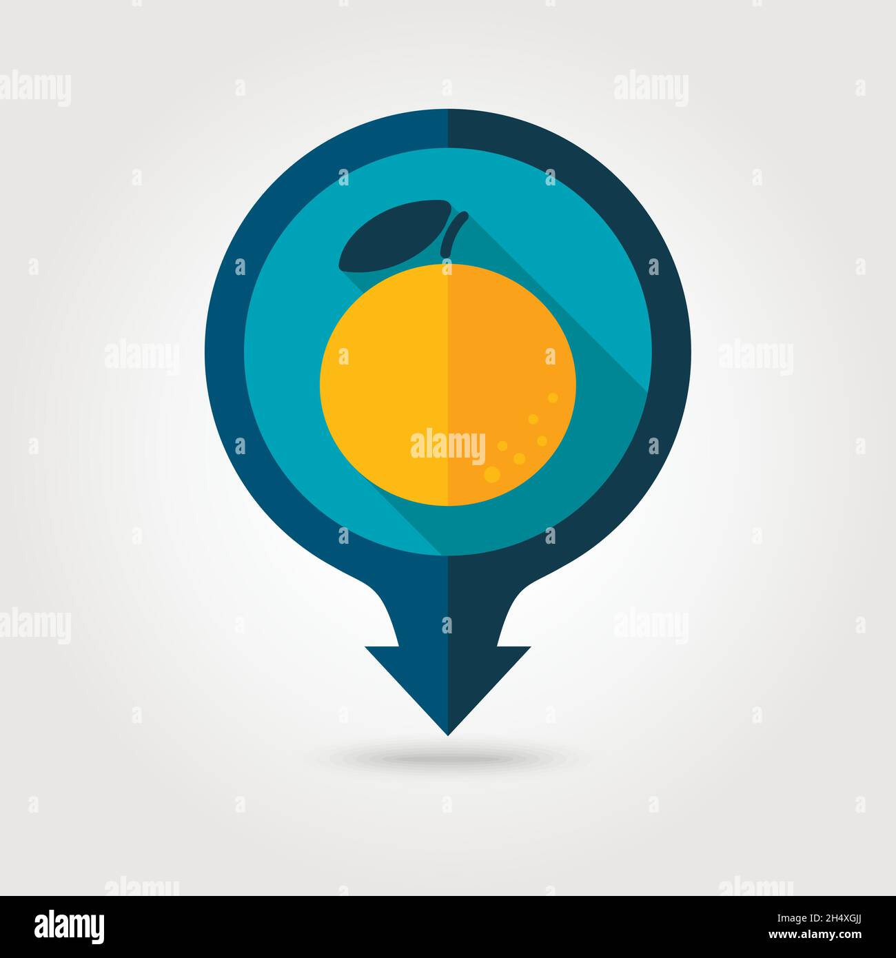 Orange flat vector pin map icon. Map pointer. Map markers. Tropical ...