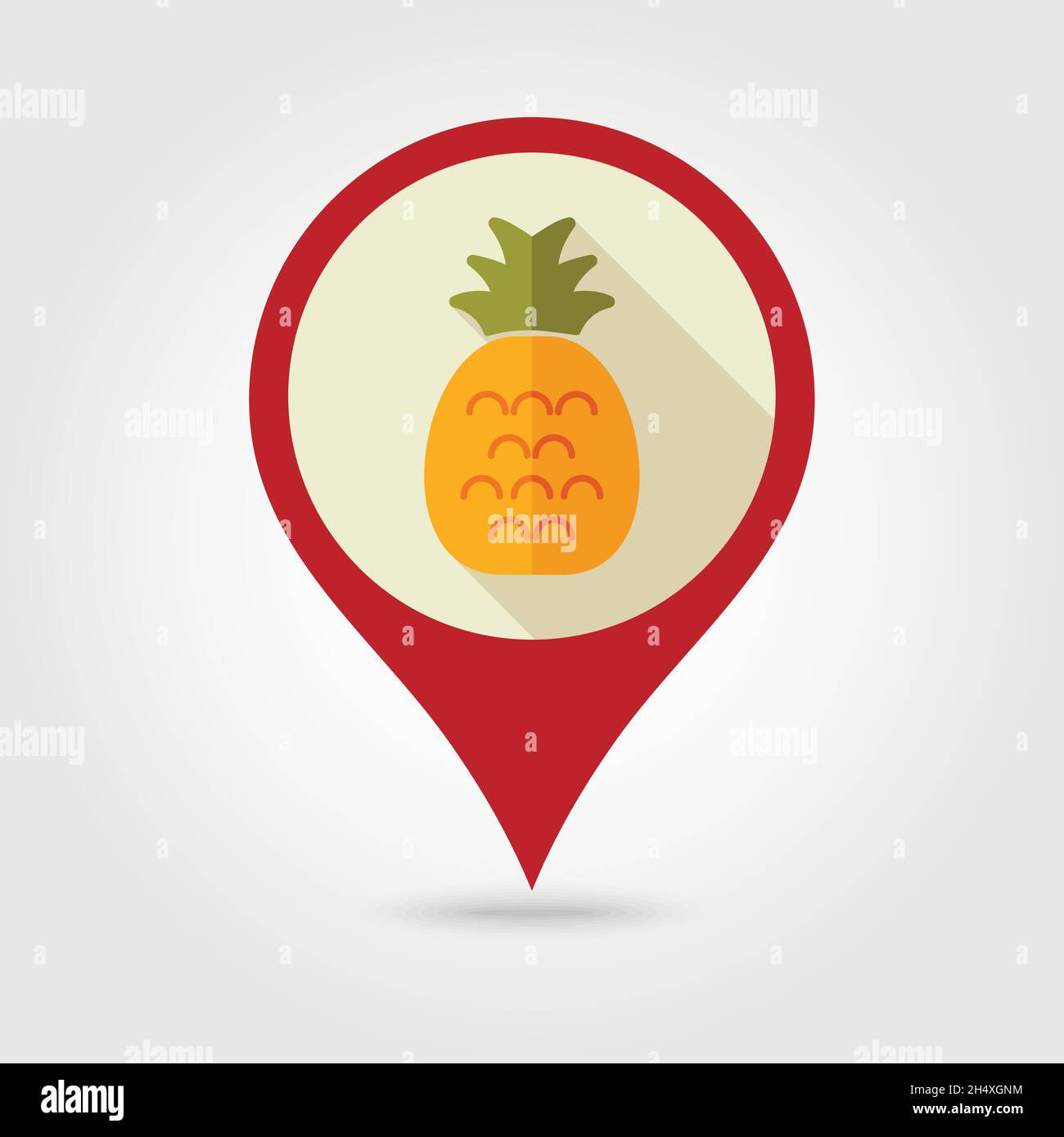 Pineapple flat vector pin map icon. Map pointer. Map markers. Tropical ...