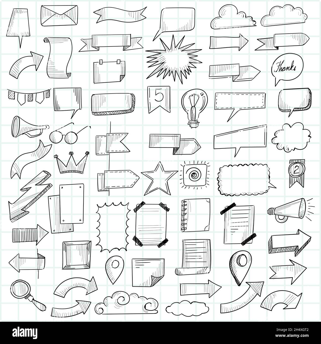 Hand draw doodle decorative set design Stock Vector Image & Art - Alamy