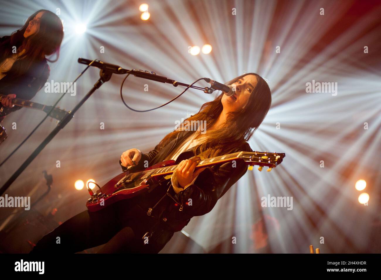 HAIM perform live on stage during the BBC 6Music Festival at Victoria ...
