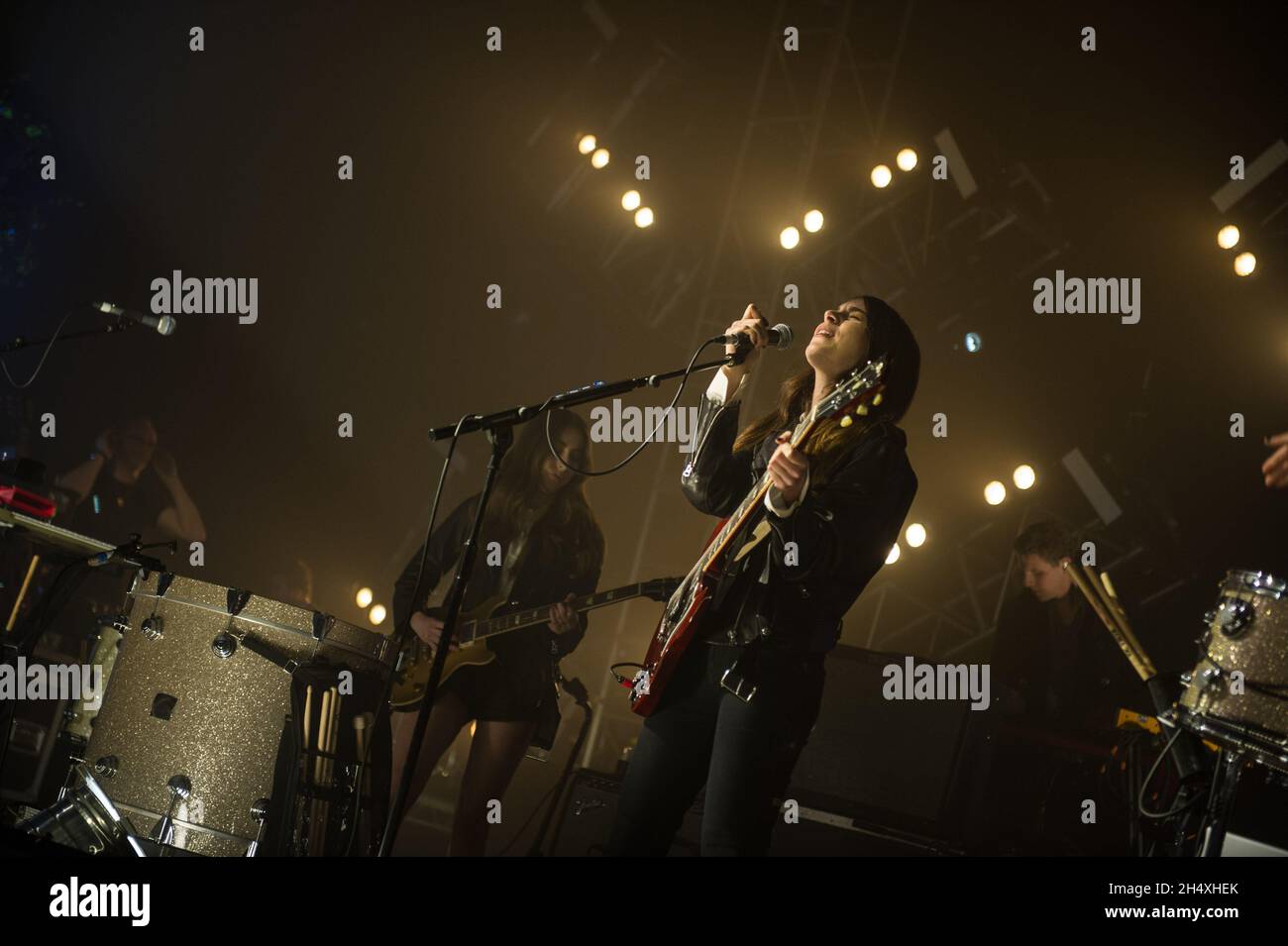 HAIM perform live on stage during the BBC 6Music Festival at Victoria ...