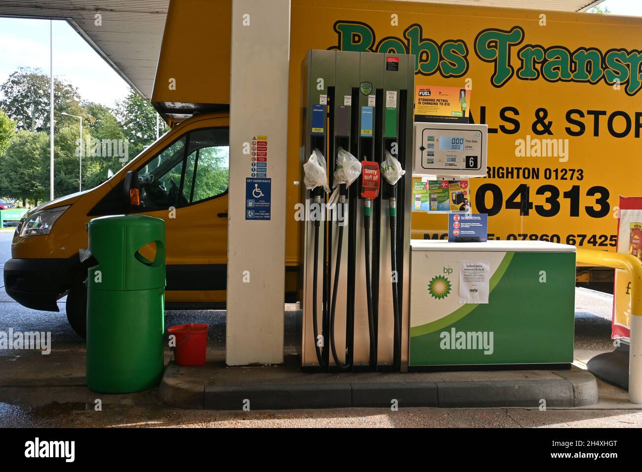 Petrol station run out of fuel in 2021 driver shortage Stock Photo - Alamy