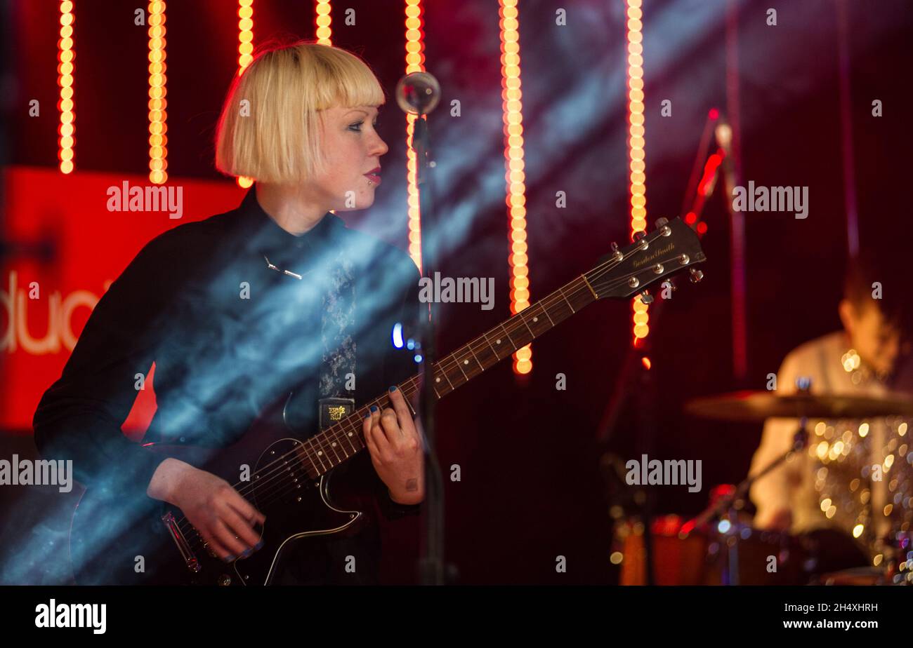 PINS live on stage 2 during 6 Music Festival- Victoria Warehouse ...