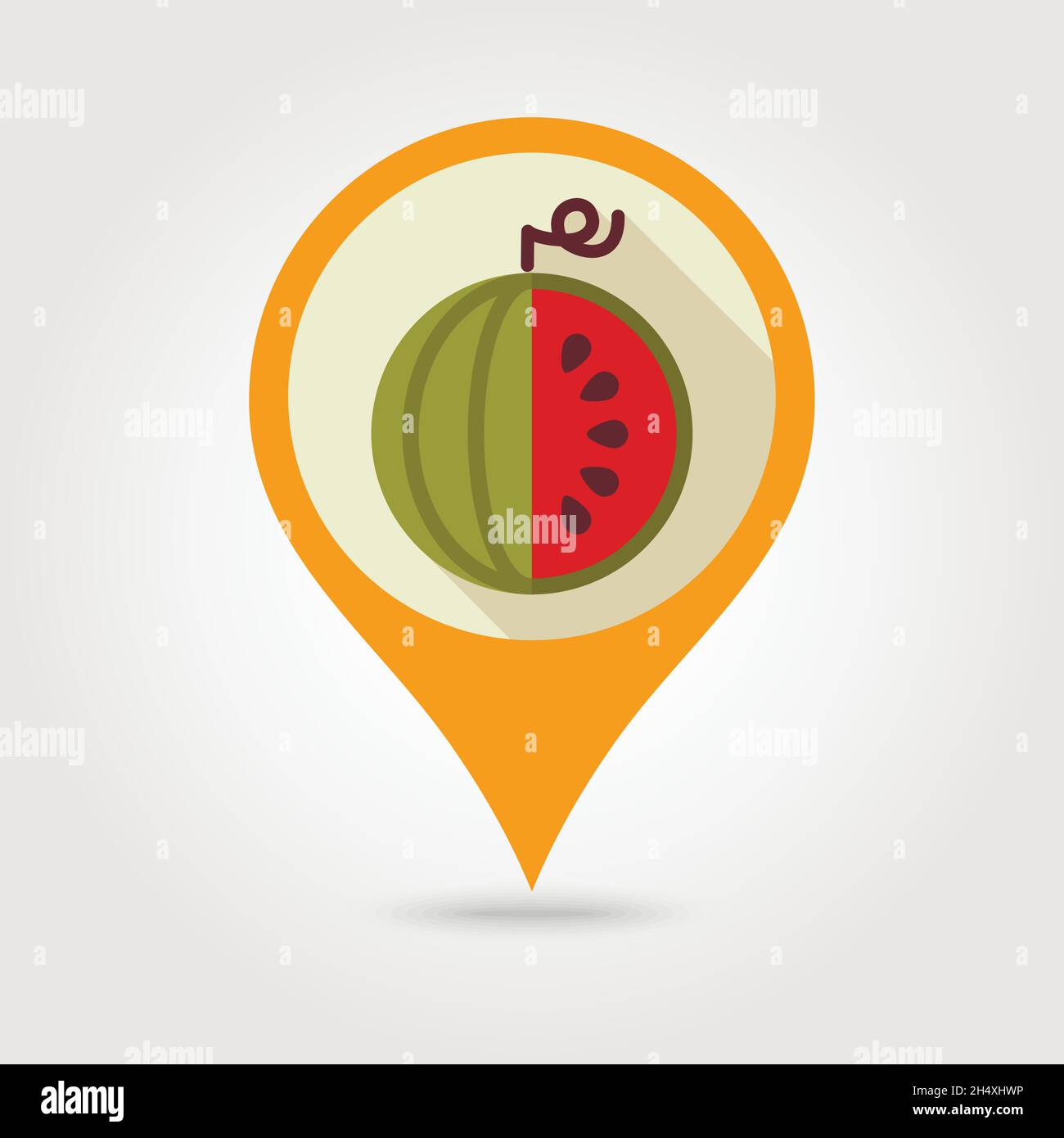 Watermelon flat vector pin map icon. Map pointer. Map markers. Fruit. Vector illustration, eps ...