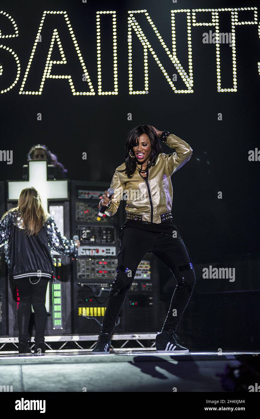 Shaznay Lewis of All Saints performs on stage at LG Arena in Birmingham ...
